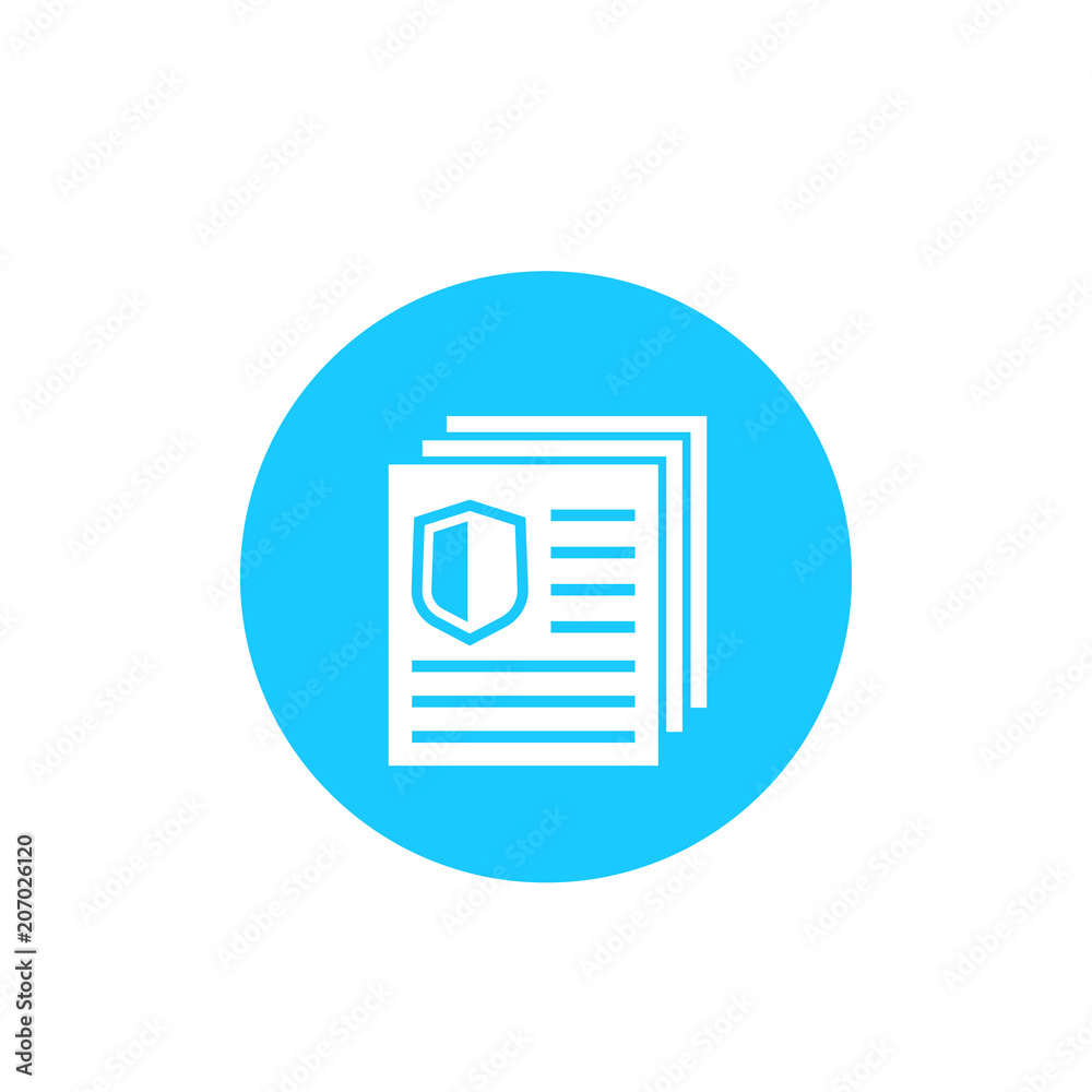 insurance policy document icon, blue on white Stock Vector | Adobe Stock