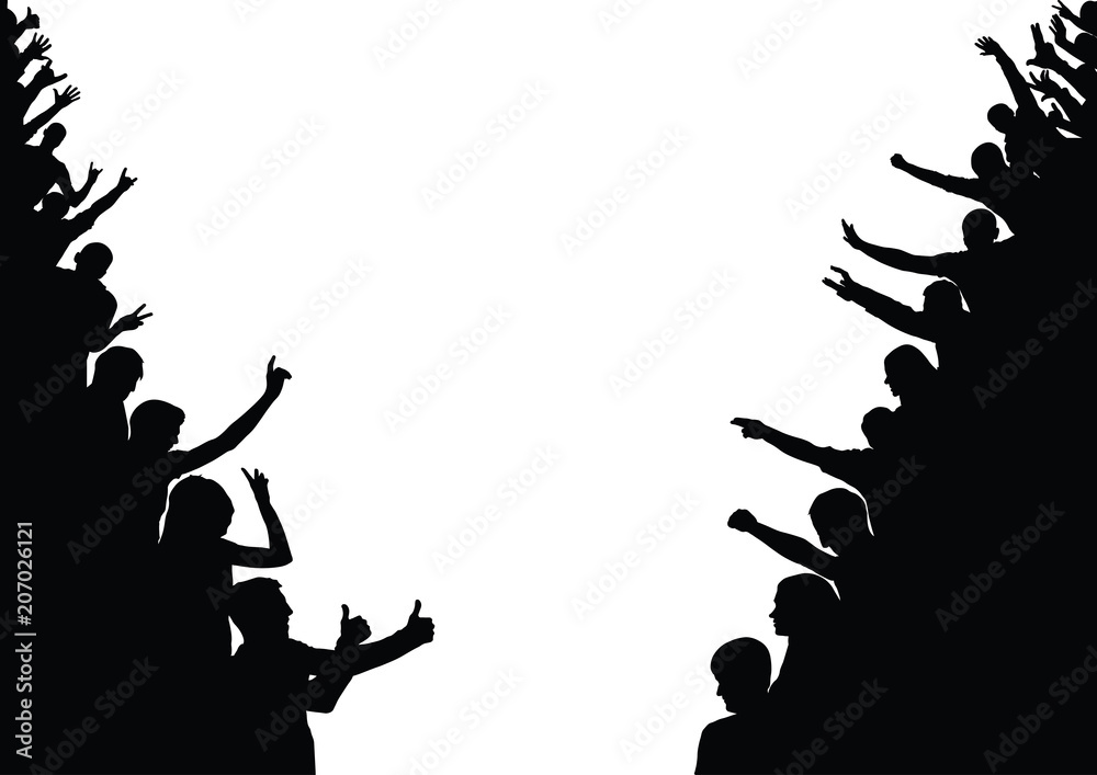Silhouette of people on sides. Crowd, audience, fan. Vector Stock ...