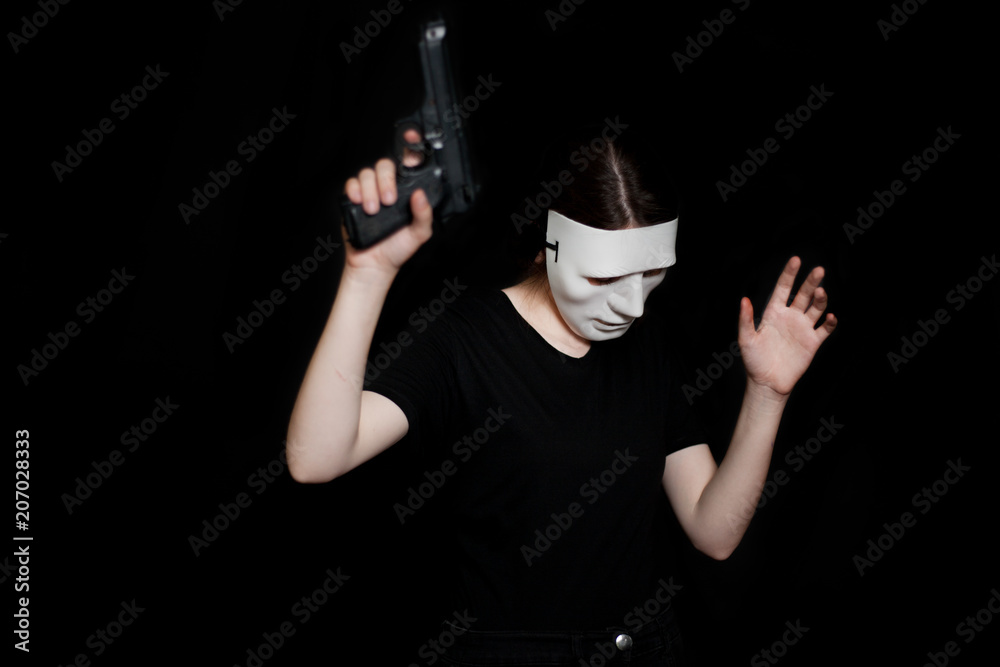 Gangster Girl With Gun And Mask