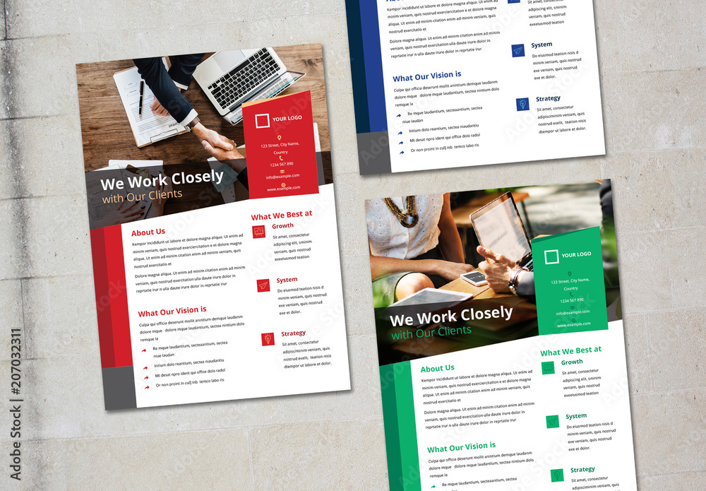 Flyer Layout with Colorful Accents Stock Template | Adobe Stock