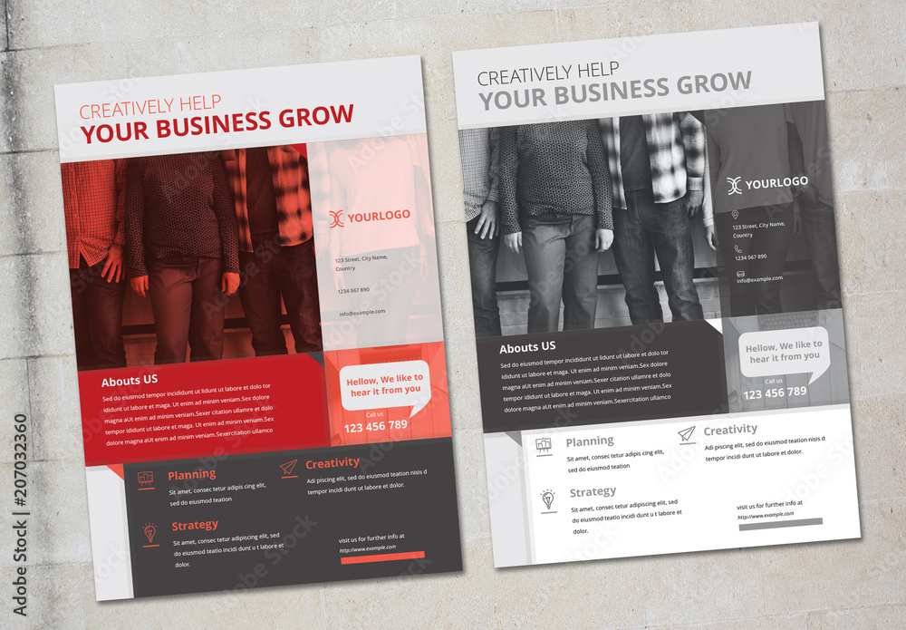 Flyer Layout with Color Overlays Stock Template | Adobe Stock