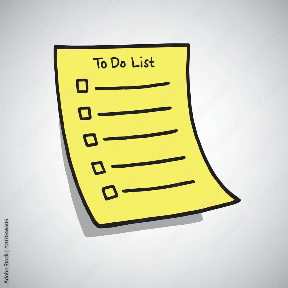 To Do List Paper Checklist. Hand Drawn Doodle. Vector Illustration ...