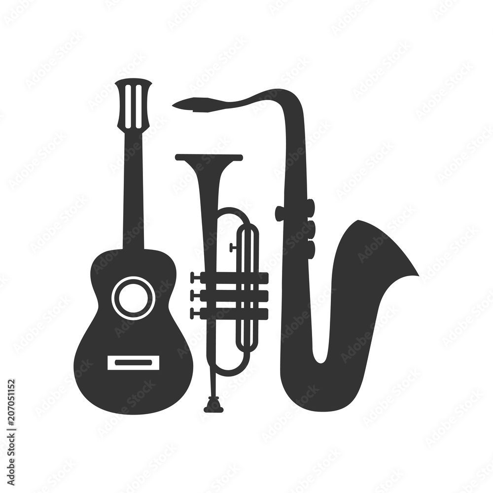 Music icon collection - vector silhouette illustration Stock Vector ...