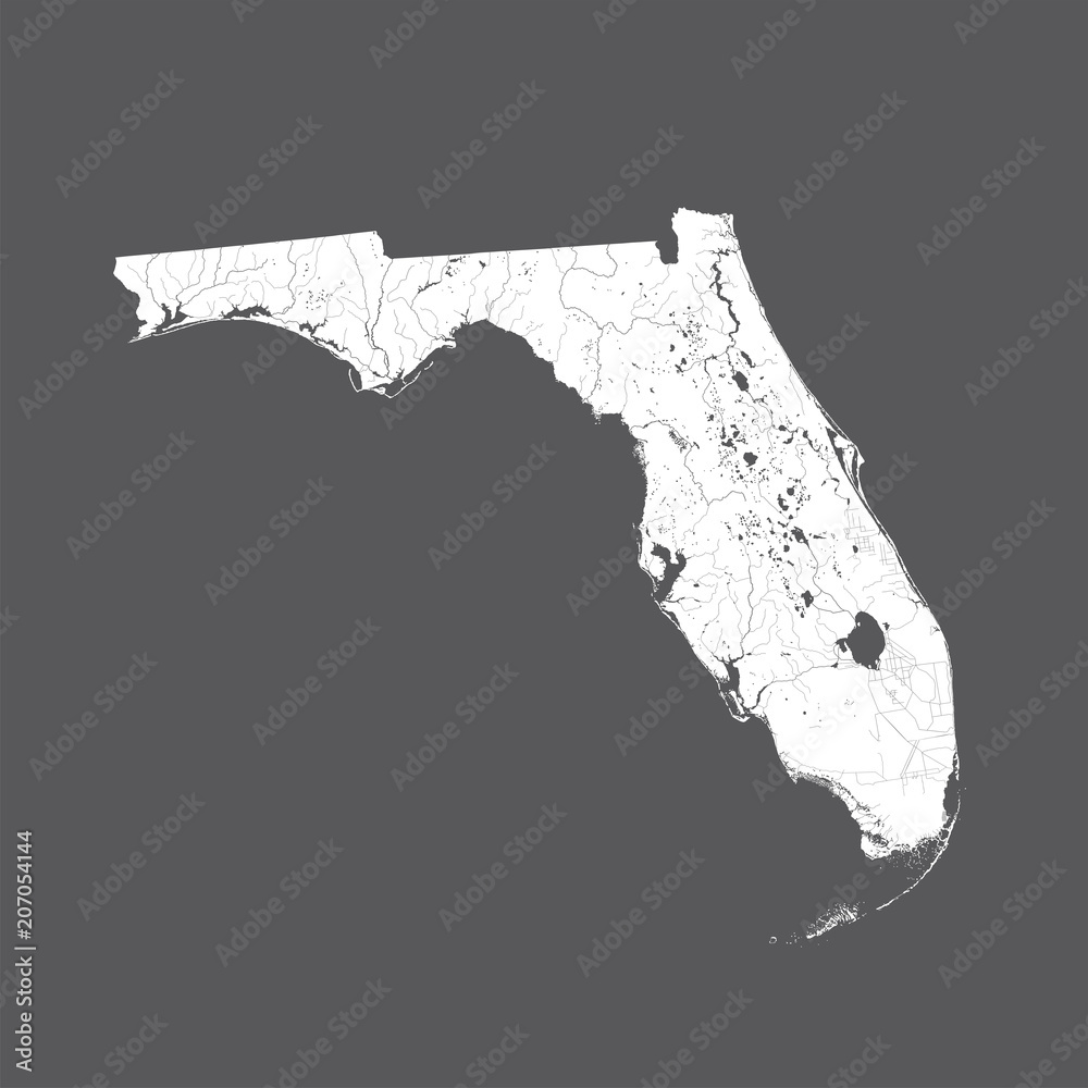 Plakat U.S. states - map of Florida. Please look at my other images of ...