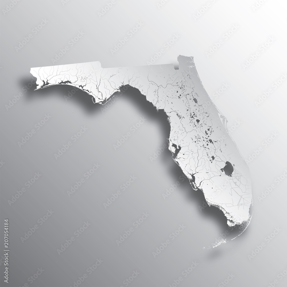 U.S. states - map of Florida with paper cut effect. Please look at my ...
