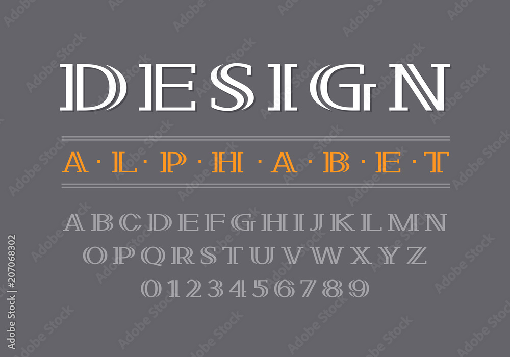 Decorative bold serif font. Uppercase letters and numbers Stock Vector ...