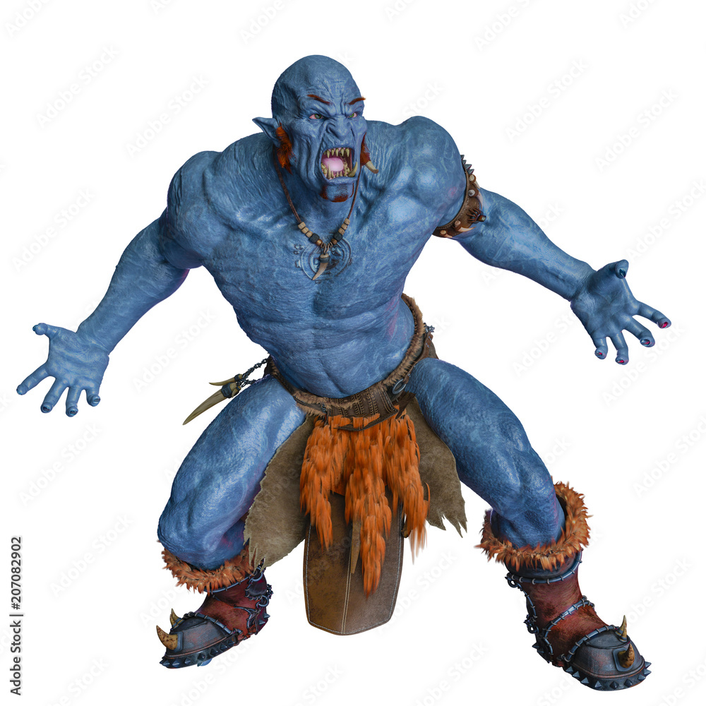blue fire ogre in white background Stock Illustration | Adobe Stock
