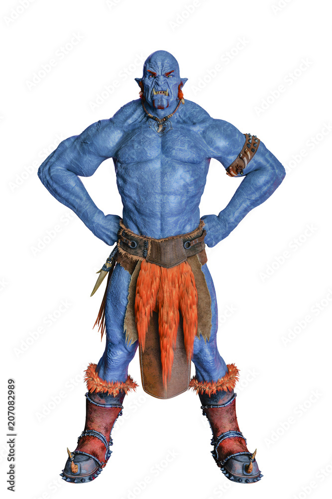 blue fire ogre in white background Stock Illustration | Adobe Stock