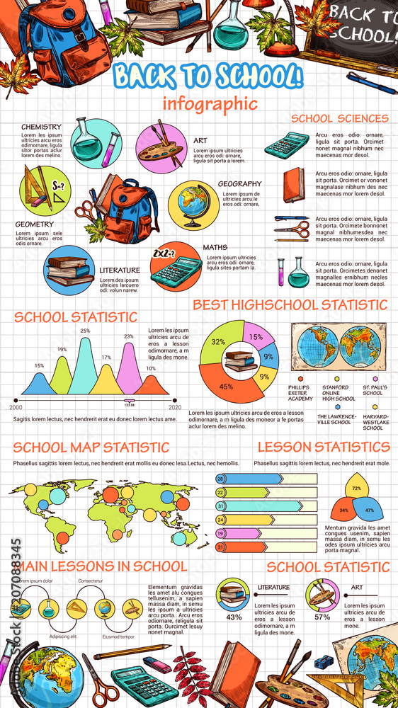 School vector education sketch infographics Stock Vector | Adobe Stock