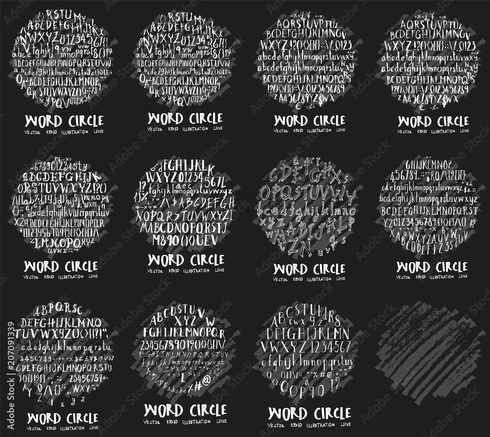 Font doodle Brush illustration circle form wallpaper background line ...