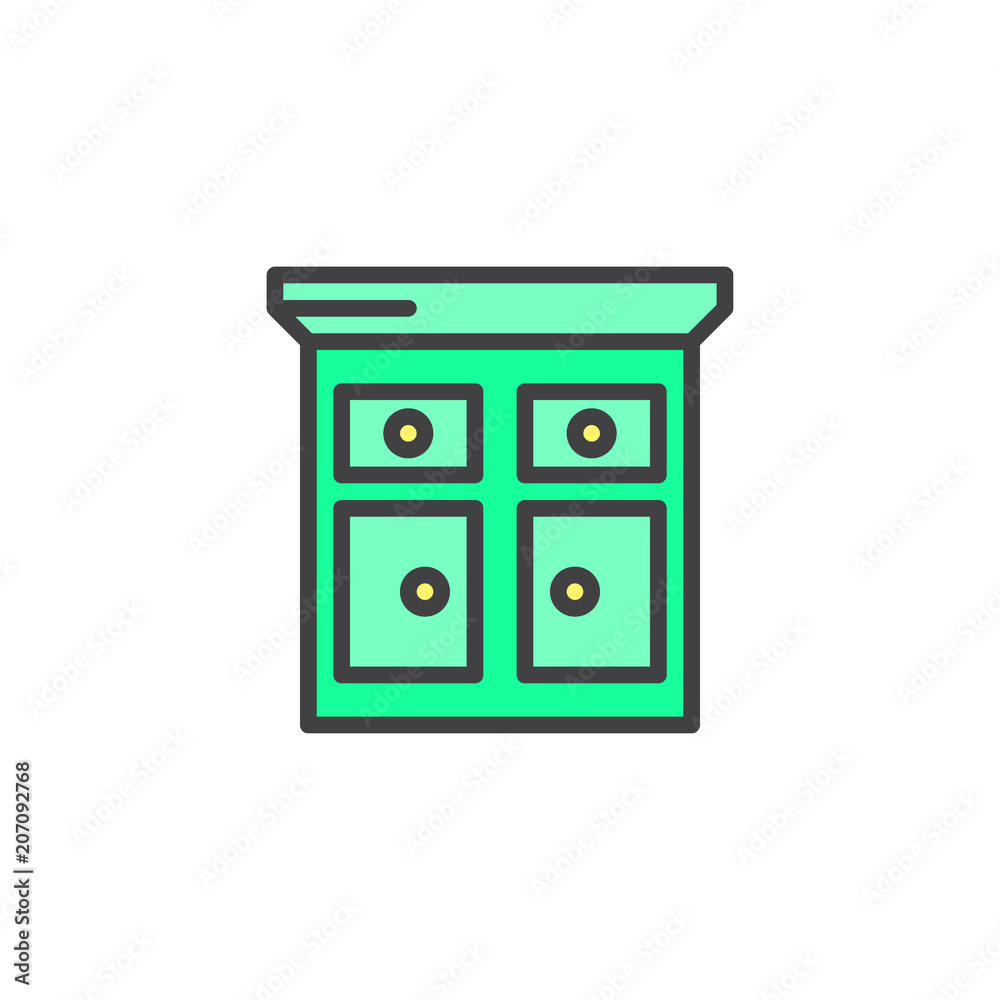 Kitchen Cabinet filled outline icon, line vector sign, linear colorful ...
