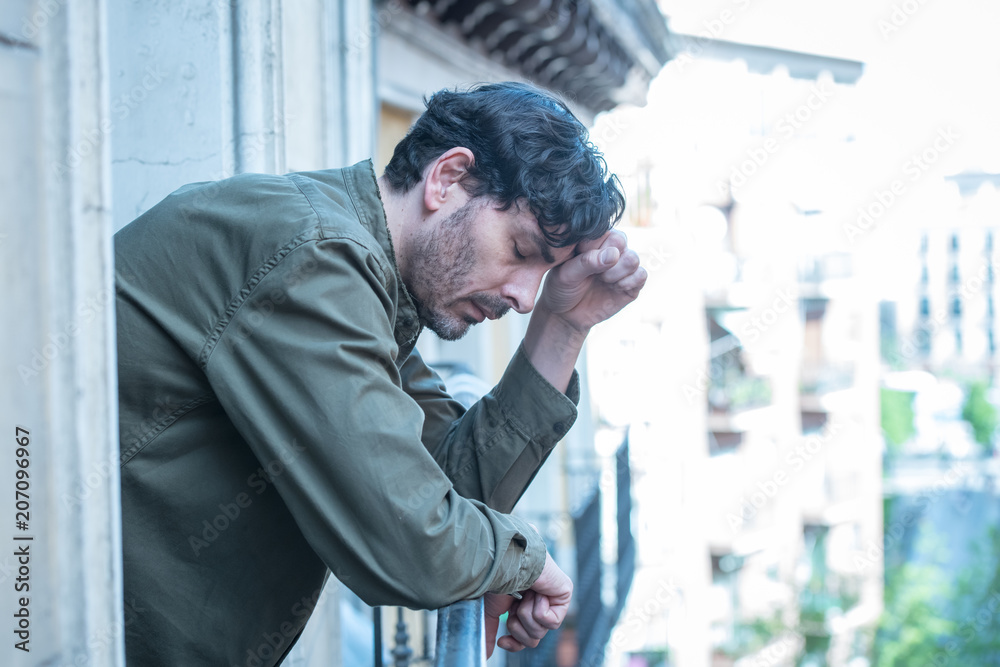 sad depressed man feeling low and sad in mental health concept Stock ...