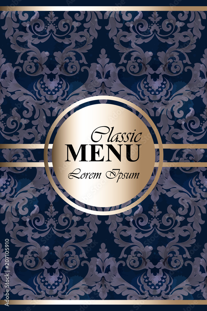 Vintage classic ornament card background Vector. Baroque classic decor ...