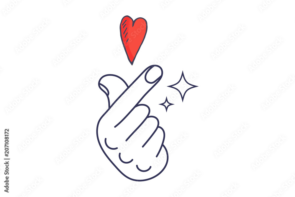 Vector illustration: K-Pop and K-Drama Love Finger Hand symbol ...