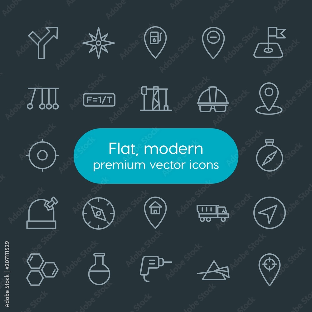 Modern Simple Set of industry, science, location Vector outline Icons ...