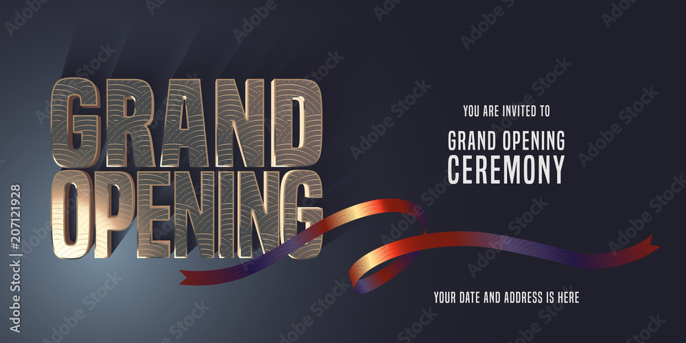 Grand opening vector banner, invitation Stock Vector | Adobe Stock