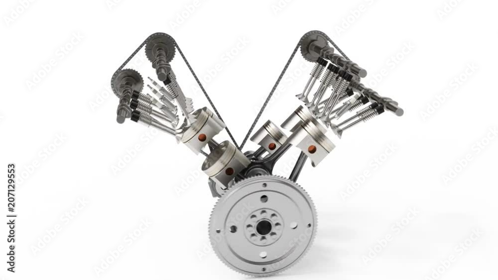 3d rendering of an internal combustion engine. Engine parts pistons ...