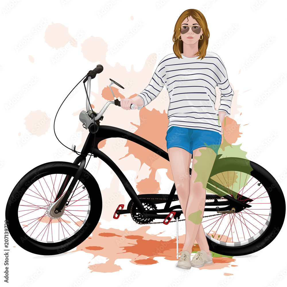 Girl On Bike Drawing