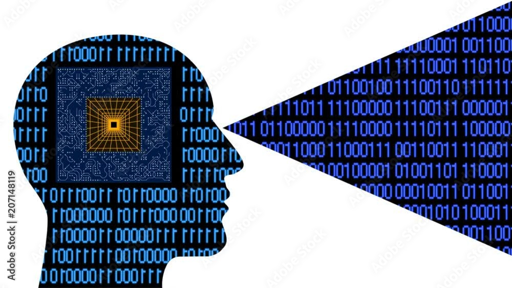 Vídeo do Stock: 4k Brain head connect the matrix style binary code ...