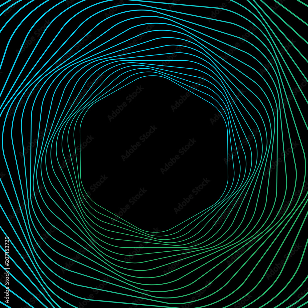 Tunnel abstract. Twisted colored tunnel 3d. Twisted lines. Logo ...