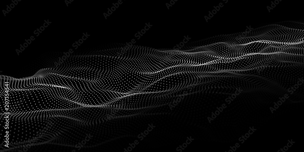 Technology dark background. Vector futuristic wave 3d. Cyber technology ...