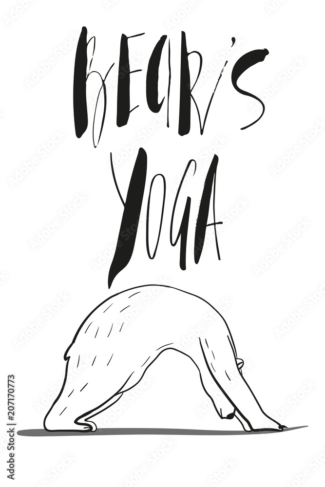 Vetor de funny yoga with polar bear, fitness white bears, yoga poses ...