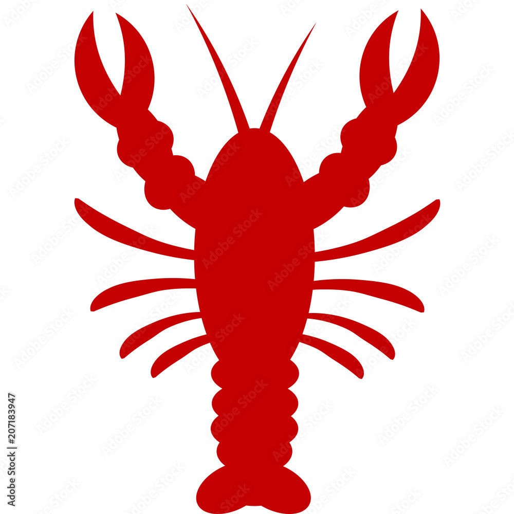 Crayfish vector illustration in red isolated on white background. Stock ...