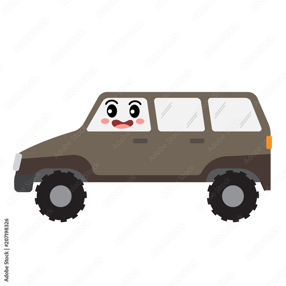 Humvee transportation cartoon character side view isolated on white ...