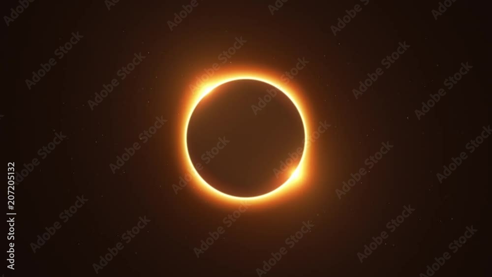 Rotating Twin Flared Solar Eclipse with Light Rays over Starry Sky Loop ...