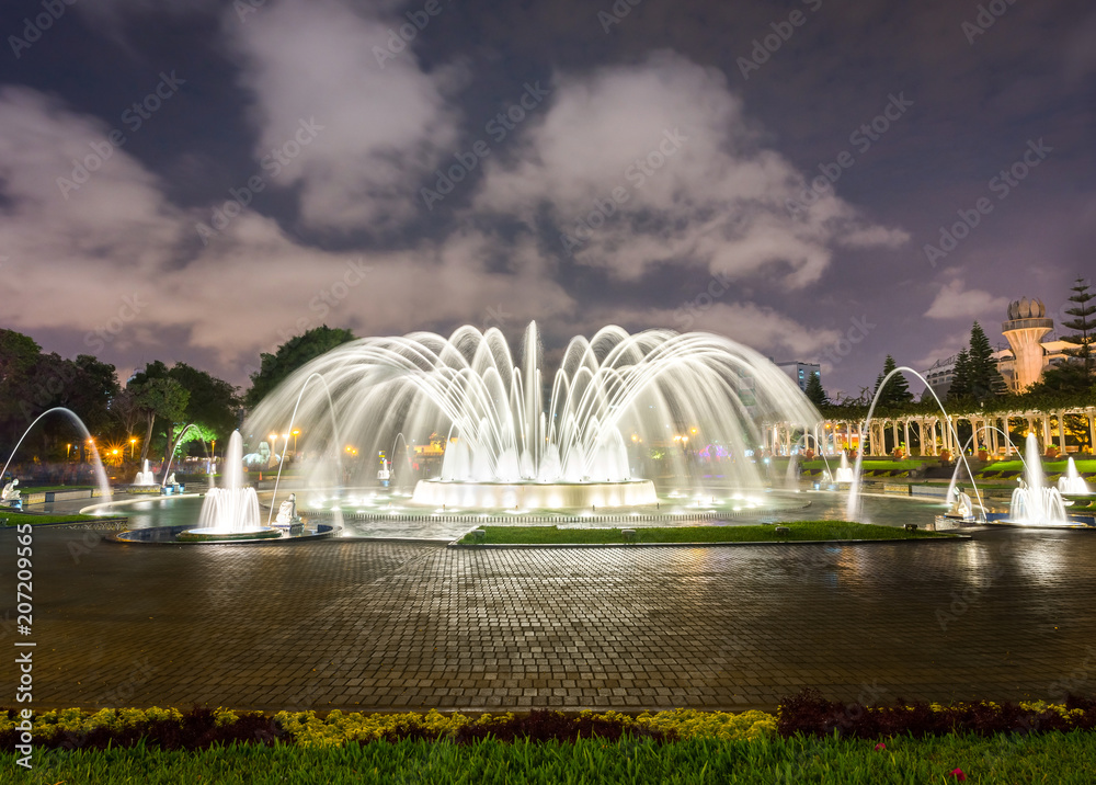 Beautiful fountain at Magic Water Circuit in Lima Peru Stock Photo ...