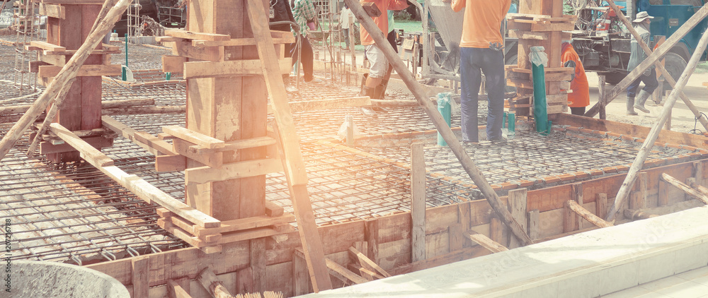 building house, worker, construction irons for building, concrete and ...