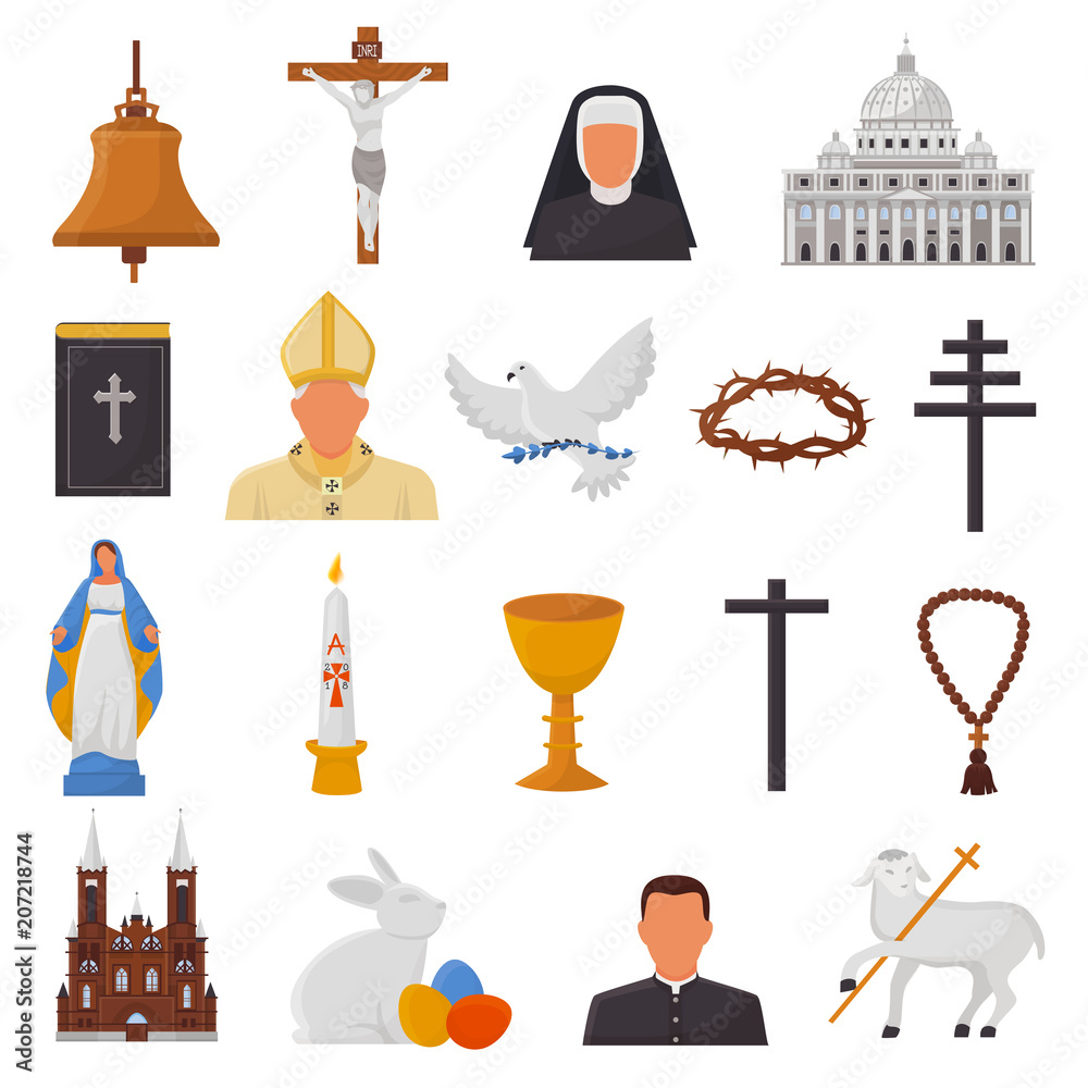 Christian icons vector christianity religion signs and religious ...