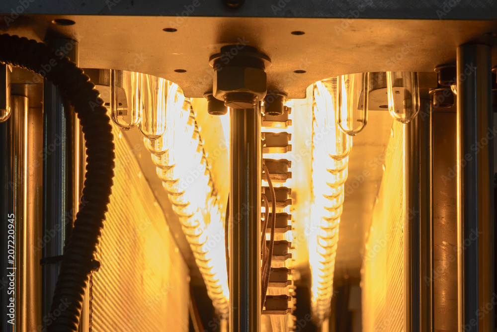 The preform shape of plastic bottle product in the heater for ...