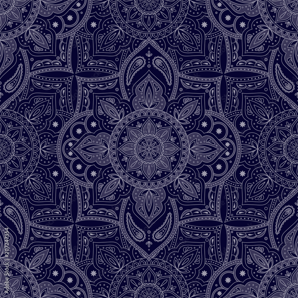 Floral indian paisley pattern vector seamless. Vintage flower ethnic ...