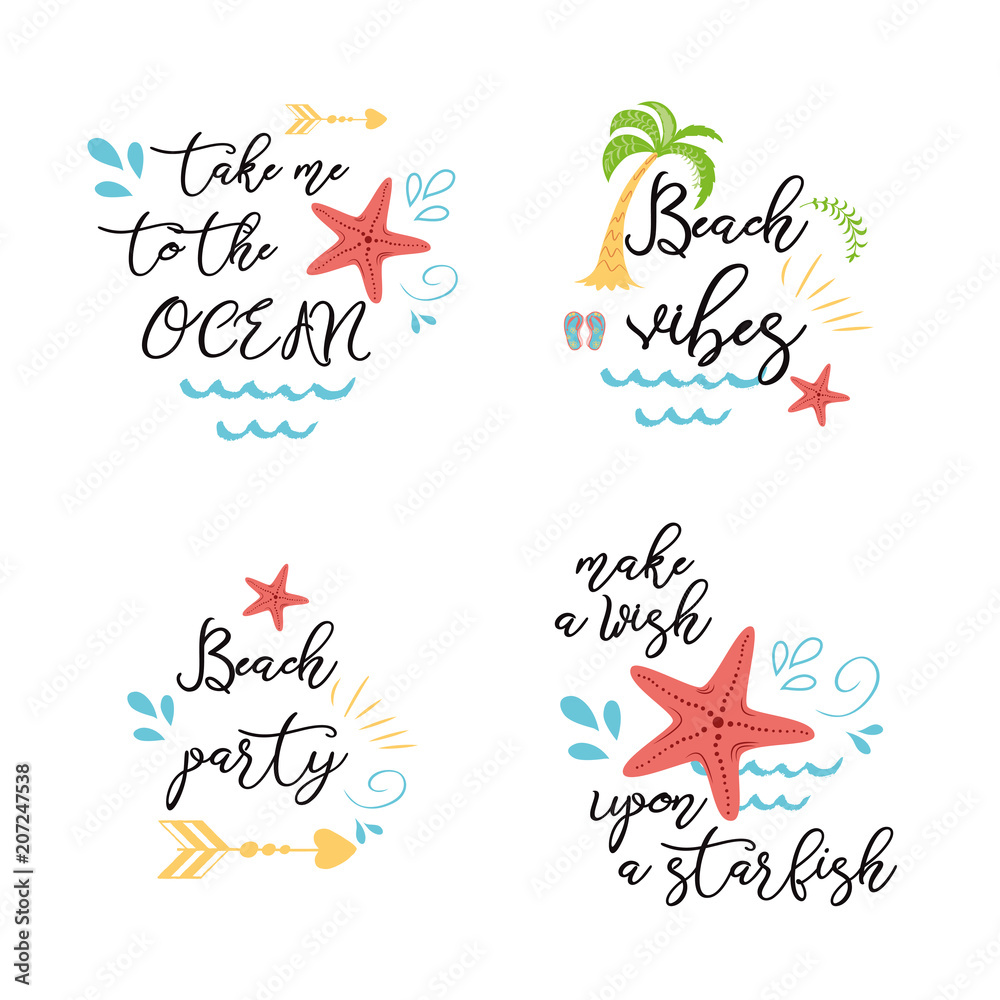 Set of summer vacation sea posters prints banners cards with ...