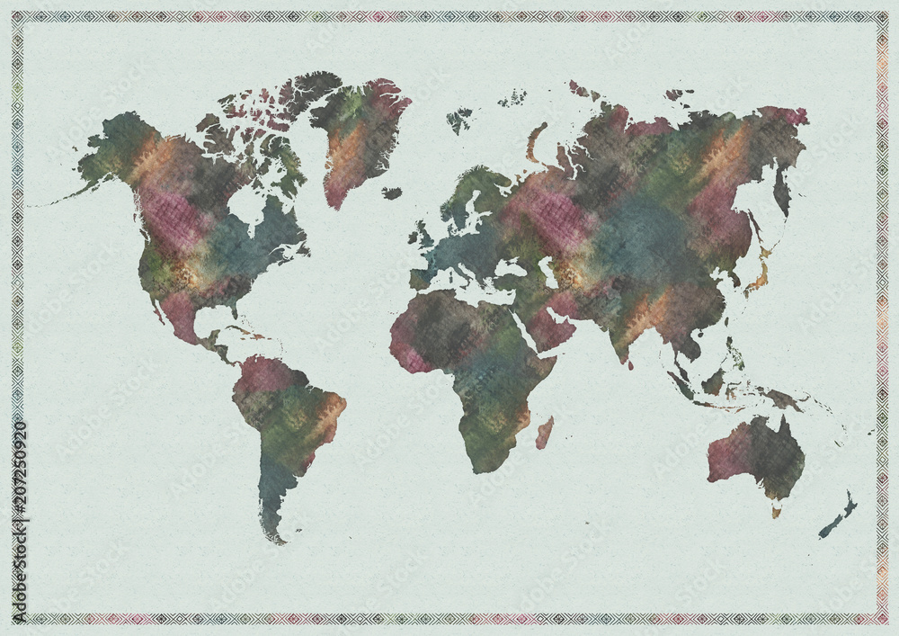 Watercolor map of the world wall art poster digital prints images ...