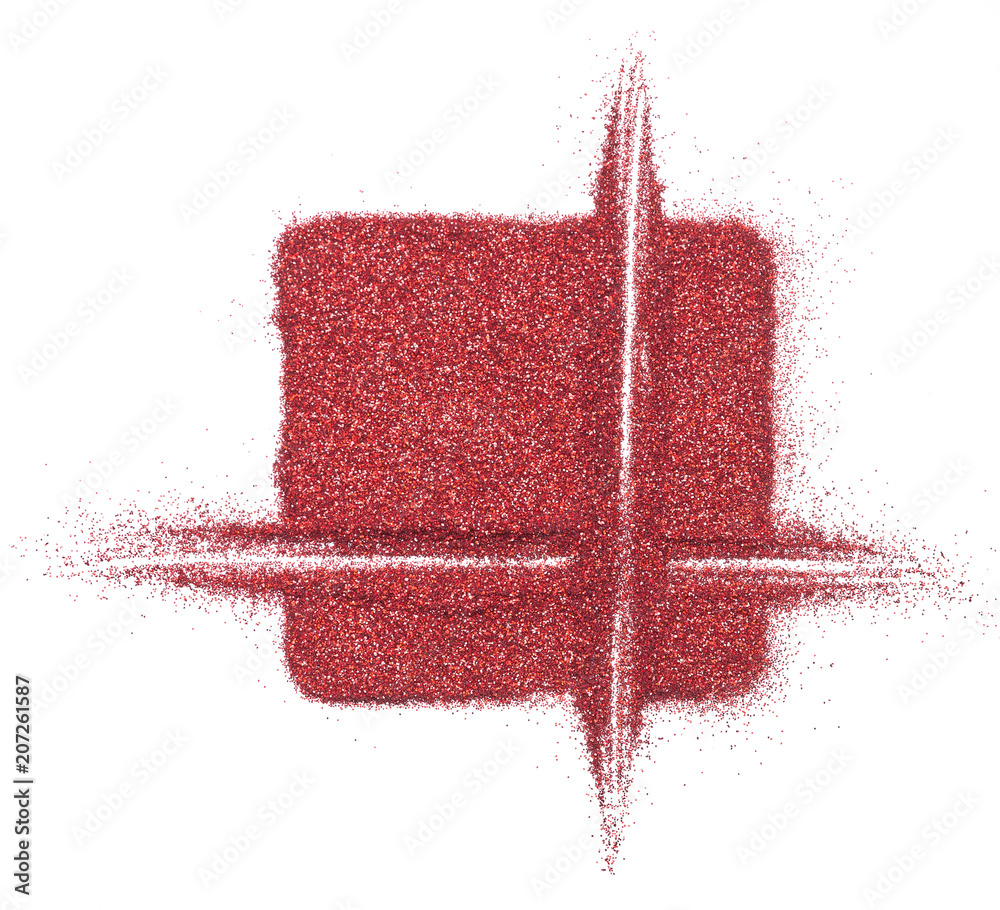Red glitter in the form of a square stencil Stock Photo | Adobe Stock