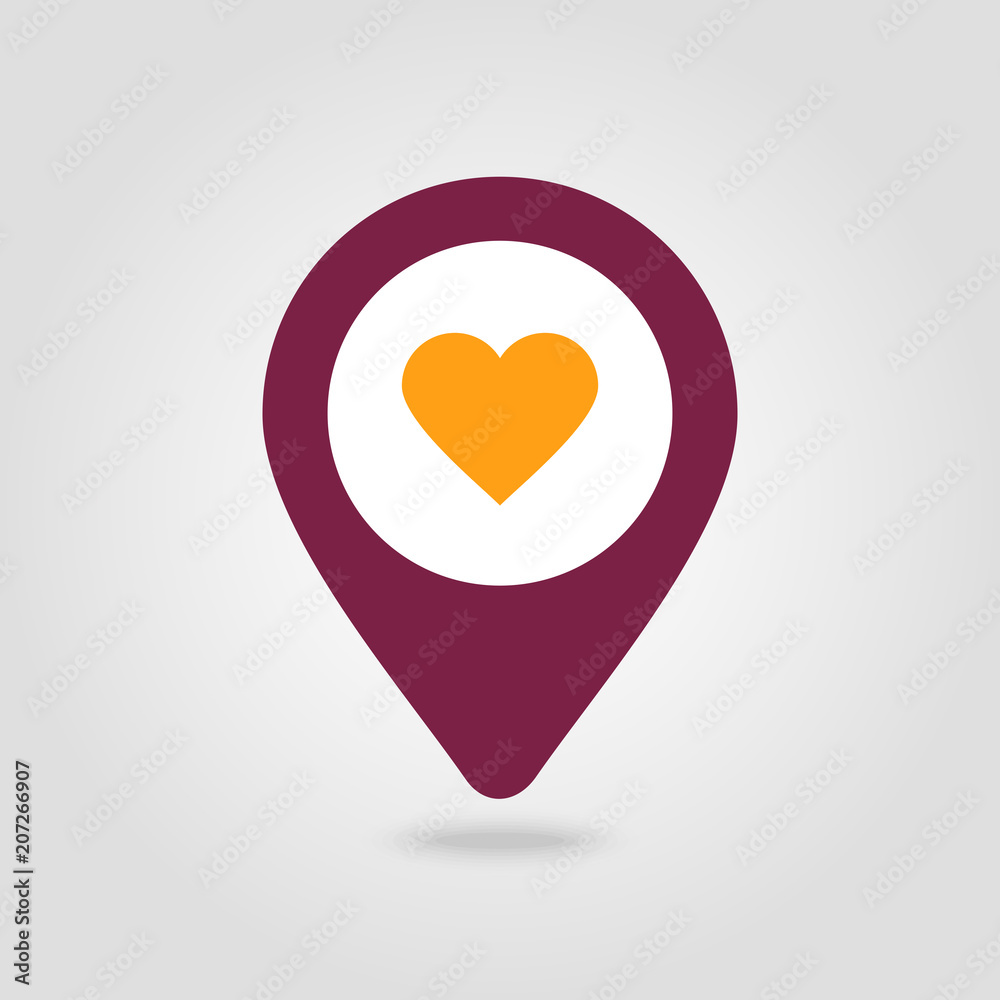 Heart pin map icon. Map pointer, markers. Stock Vector | Adobe Stock