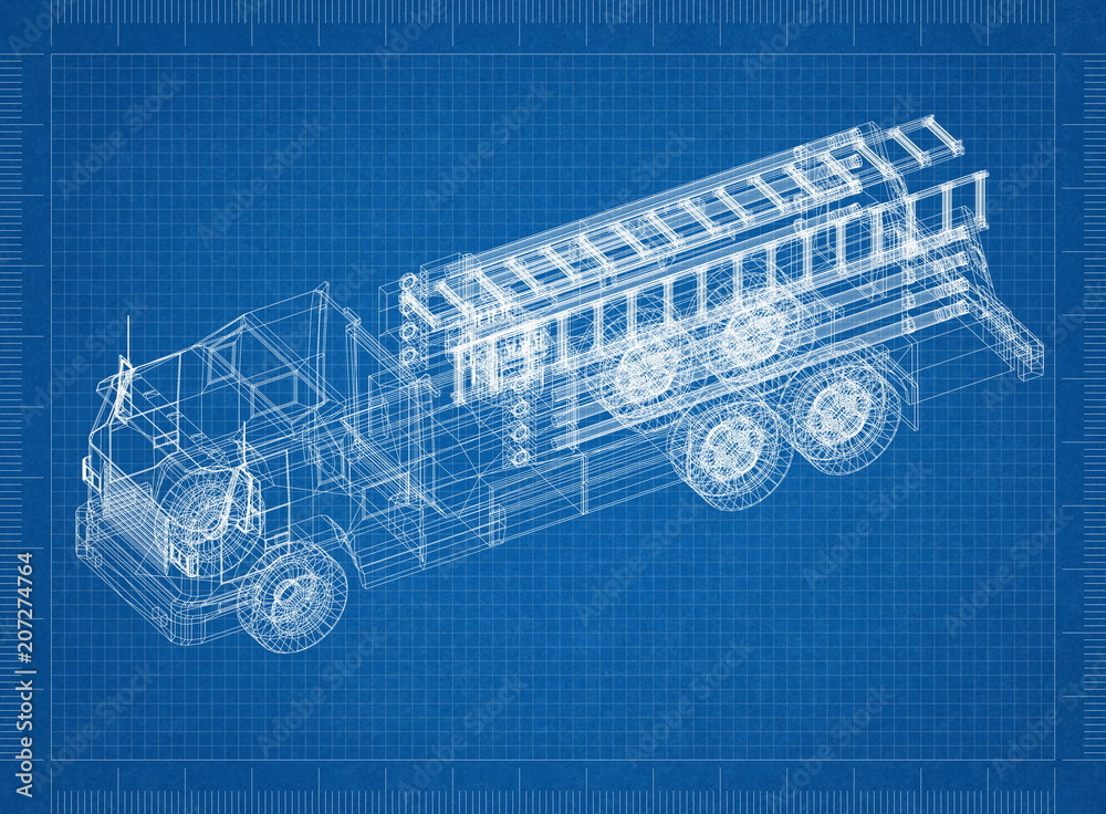 Fire engine Architect blueprint Stock Photo | Adobe Stock