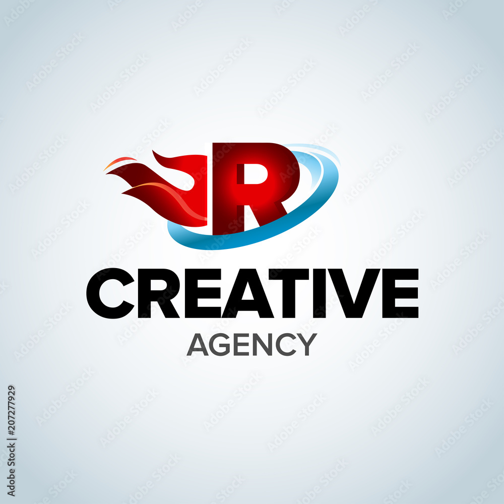 Fire Letter R logo template. Burning flame design element vector ...