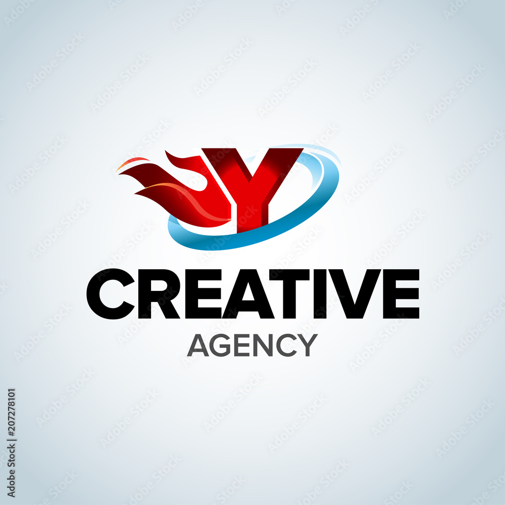 Fire Letter Y logo template. Burning flame design element vector ...