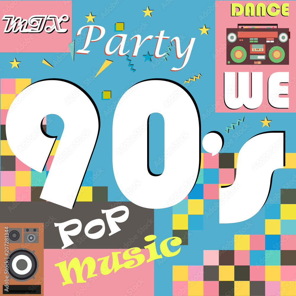 Retro-style club, background, fashion, pop music of the 90's and 80's, the old night. Easy ...