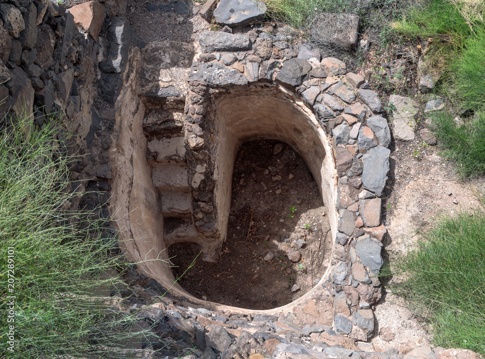 Remains of bath for ritual ablutions - Mikvah - in ruins of the ancient ...