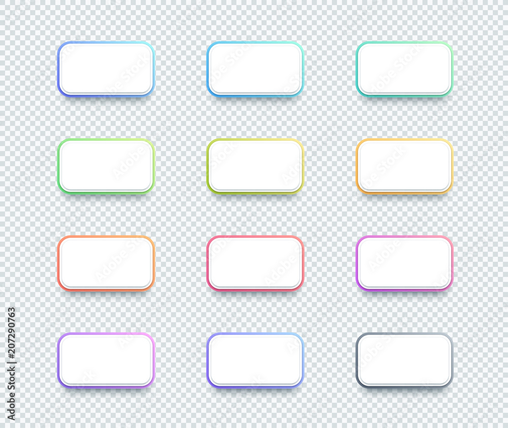 Vector 3d Box White Text Box Banner Elements Set of 12 Stock Vector ...
