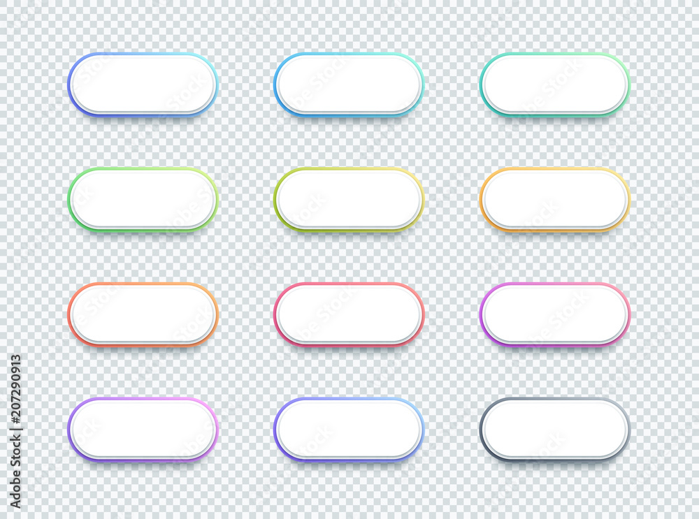 Vector 3d Shape White Text Box Banner Elements Set of 12 Stock Vector ...