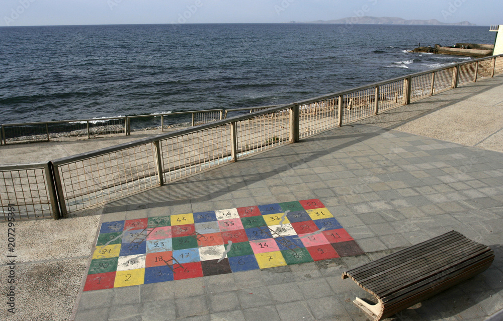 The field for the outdoor game “Snakes and ladders” on the esplanade ...