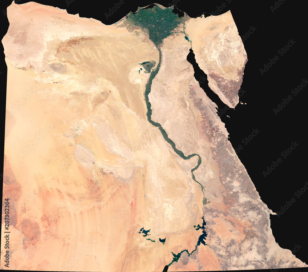 Large (8,3 MP) satellite image of Egypt. Country photo from space ...
