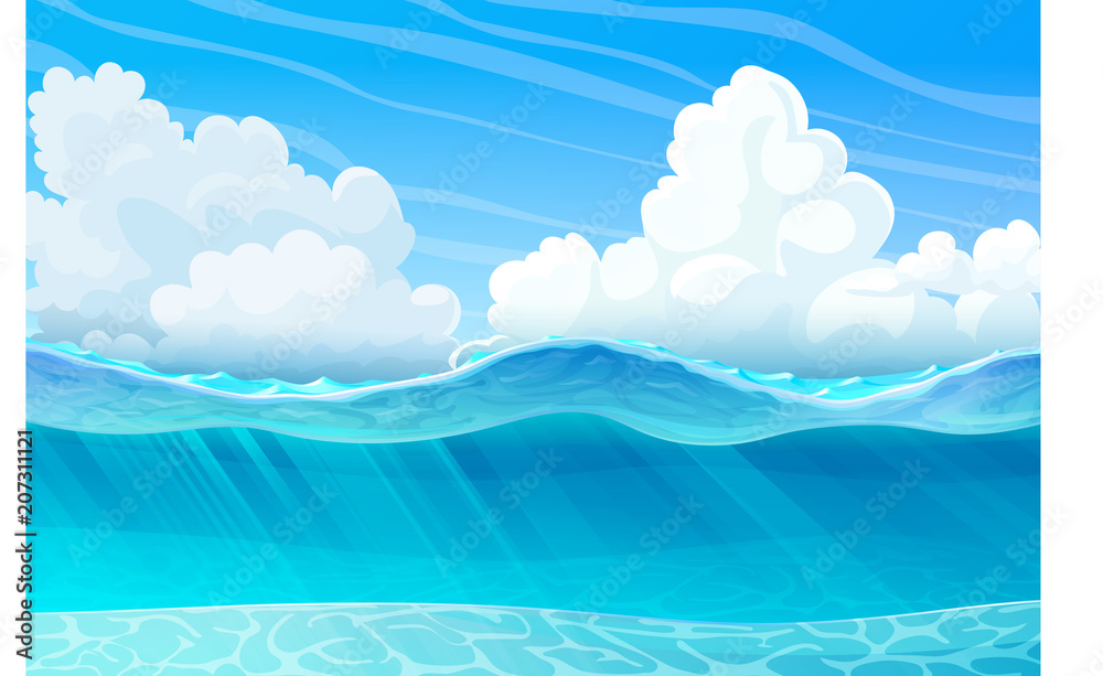 vector summer cartoon sea, ocean, underwater seascape 01 Stock Vector ...