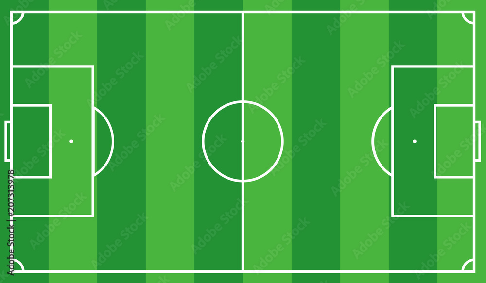 Scheme of the football field of green color, look from above. Stock ...