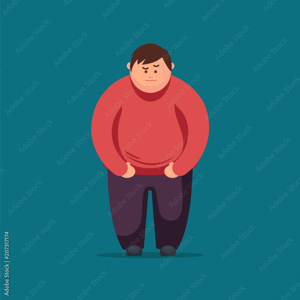 Angry Fat man. Vector flat illustration Stock Vector | Adobe Stock